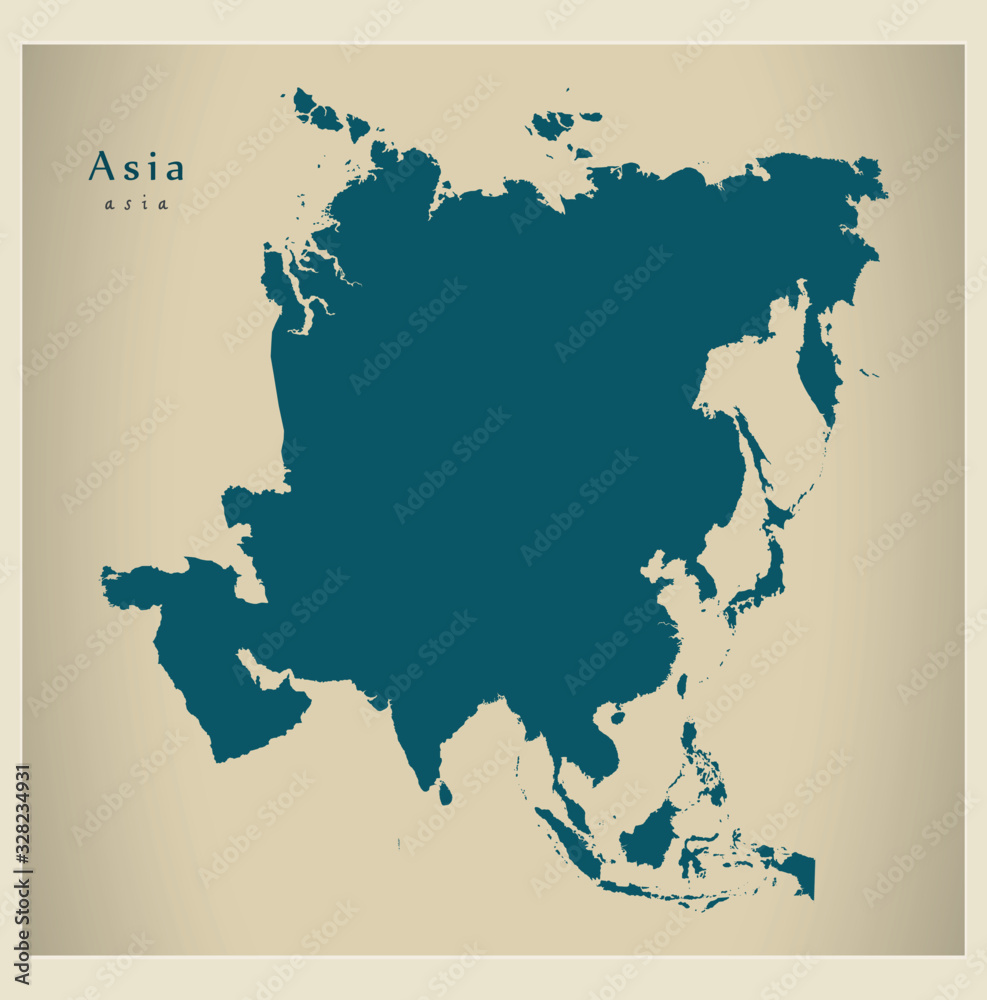 Modern Map - Asia map complete illustration Stock Vector | Adobe Stock
