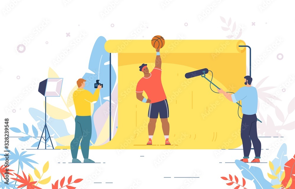 Basketball Player Posing for Photo and Recording Video. Photographer ...