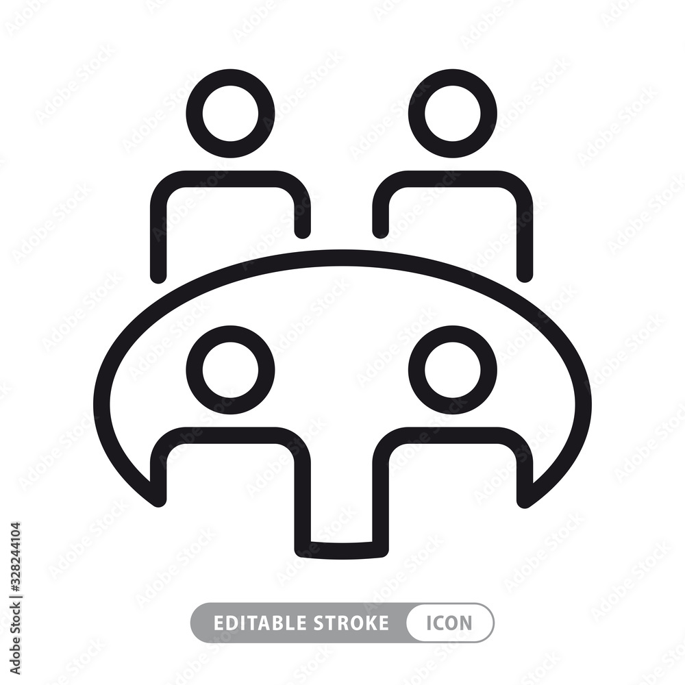 Team business meeting with teamwork and collaboration line art vector ...