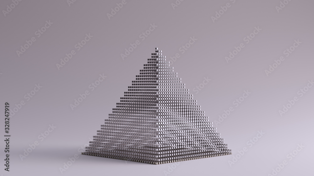 Silver Pyramid Made out of Lots of Small Cubes with a Visual Aliasing ...