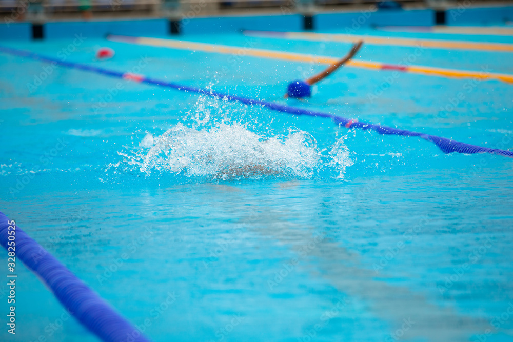Water splash in swimming pool. Summer vacation holiday. Stock Photo ...