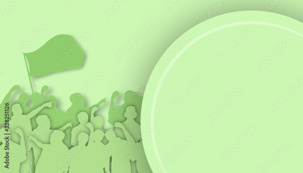 Paper art carving Protest action crowd and Fists hands up Concept with ...