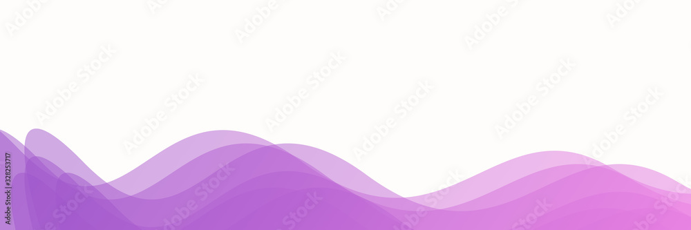Abstract purple waves background isolated on white, Panoramic banner ...