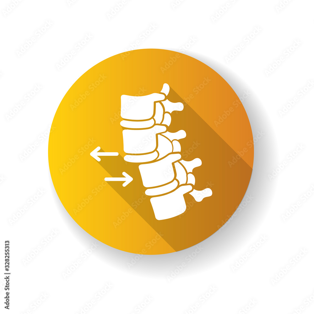 Spine dislocation yellow flat design long shadow glyph icon ...