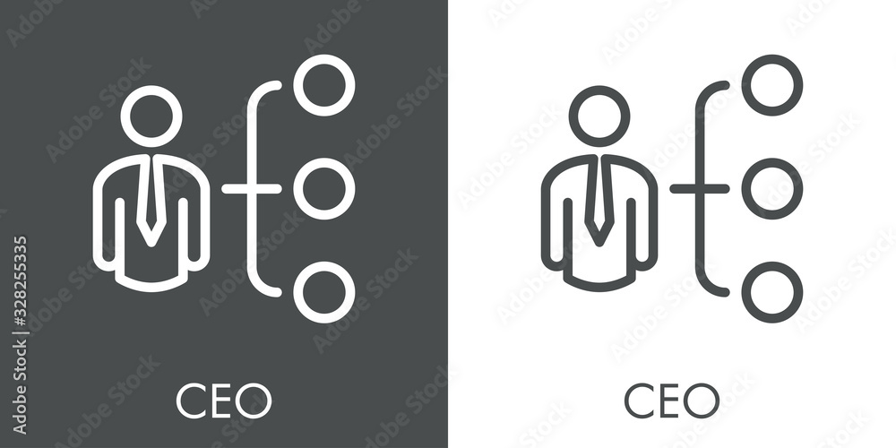 Símbolo CEO. Icono plano lineal diagrama de flujo en fondo gris y fondo ...