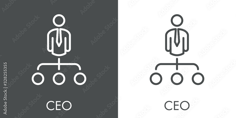 Símbolo CEO. Icono plano lineal diagrama de flujo en fondo gris y fondo ...