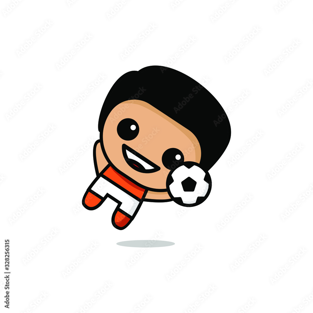 cute kawaii football soccer character logo icon design vector ...