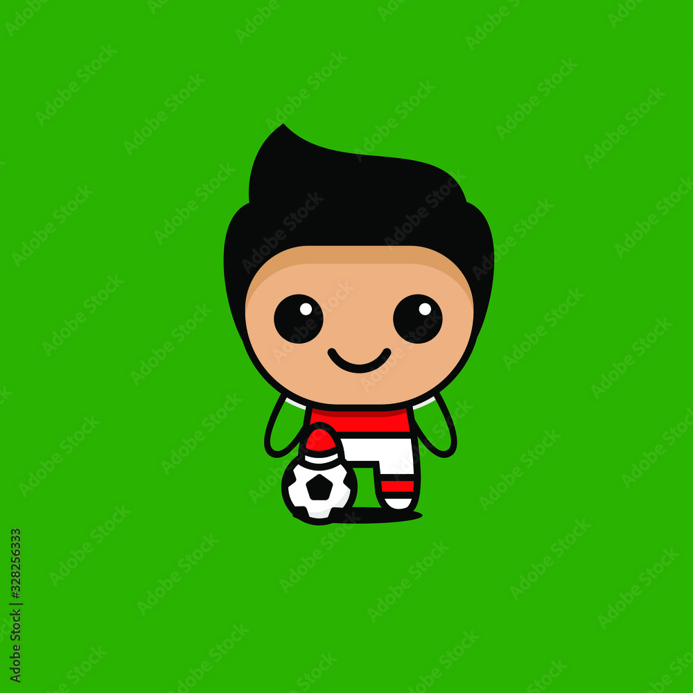 cute kawaii football soccer character logo icon design vector ...