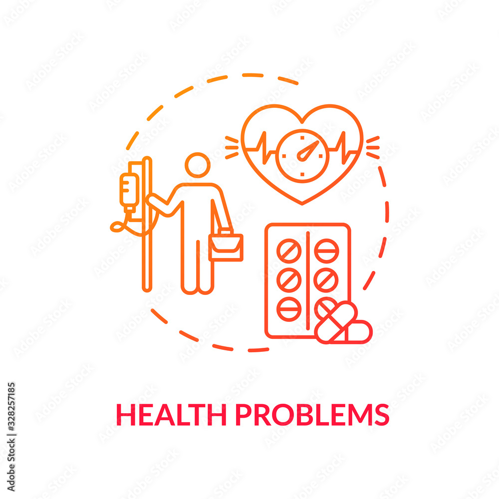 Health problems red concept icon. Medical treatment. Prescripted ...