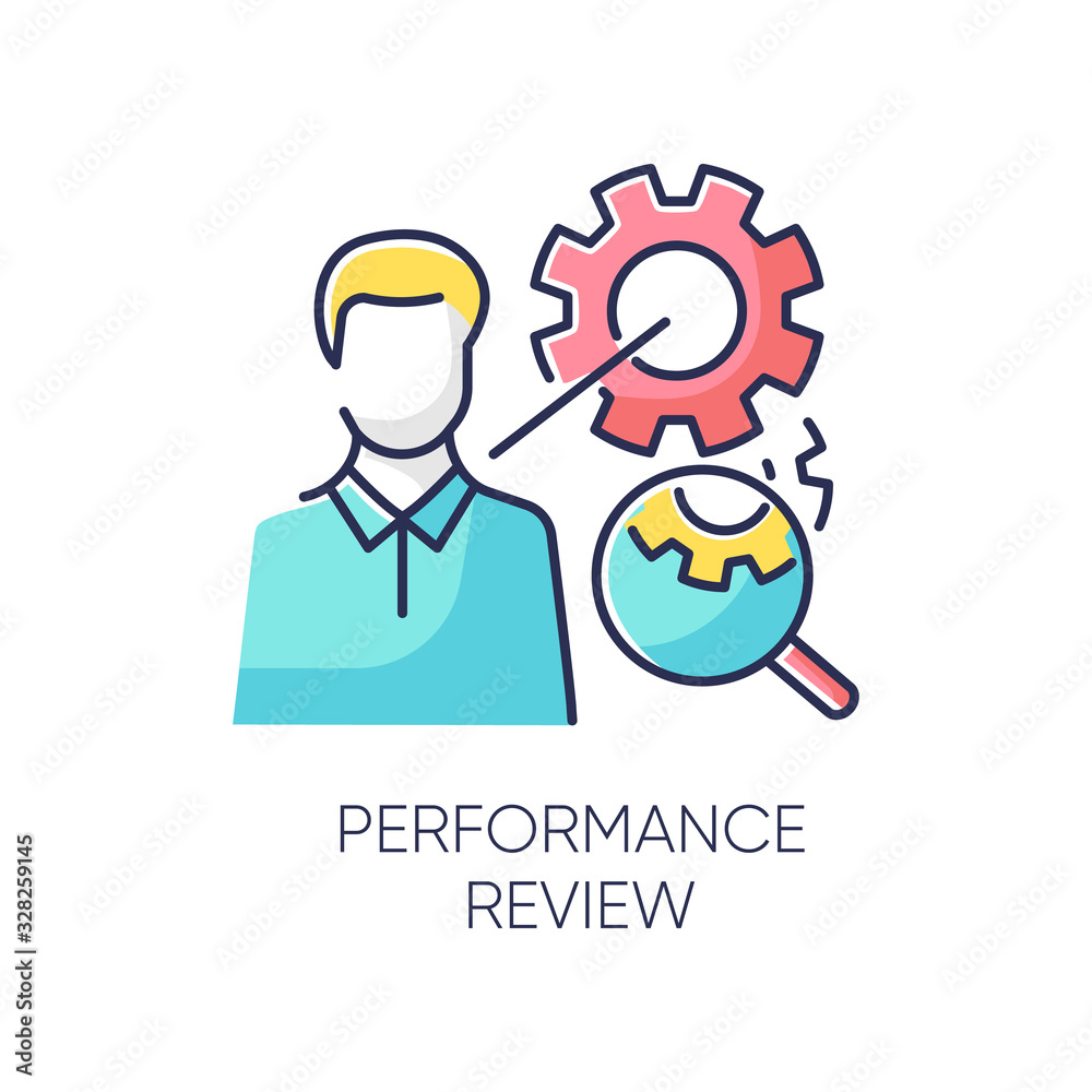 Performance review RGB color icon. Job efficiency assessment, employee ...