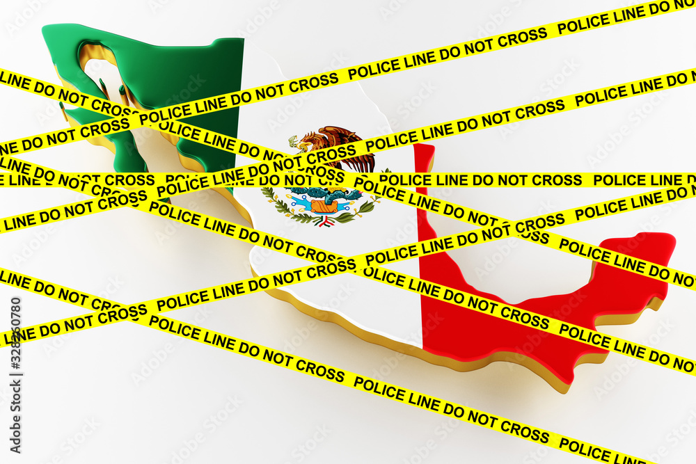 Mexico crime concept, police investigation. 3D map of Mexico. Map of ...
