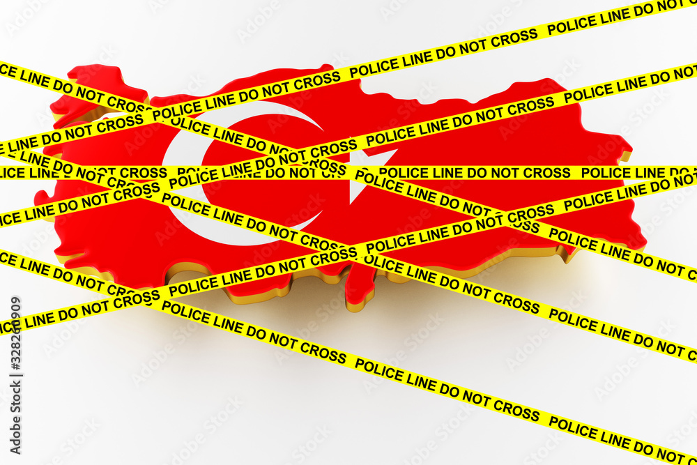 Turkey crime concept, police investigation. 3D map of Turkey. Map of ...