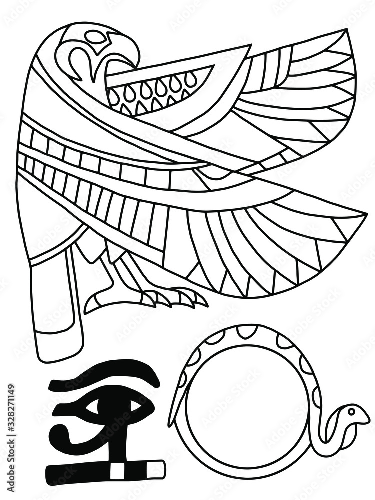 Set of three ancient Egypt stylized isolated elements stock vector ...