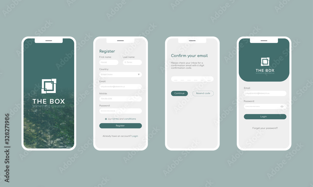 Mobile app login, Registration Ui Ux smartphone interface vector ...