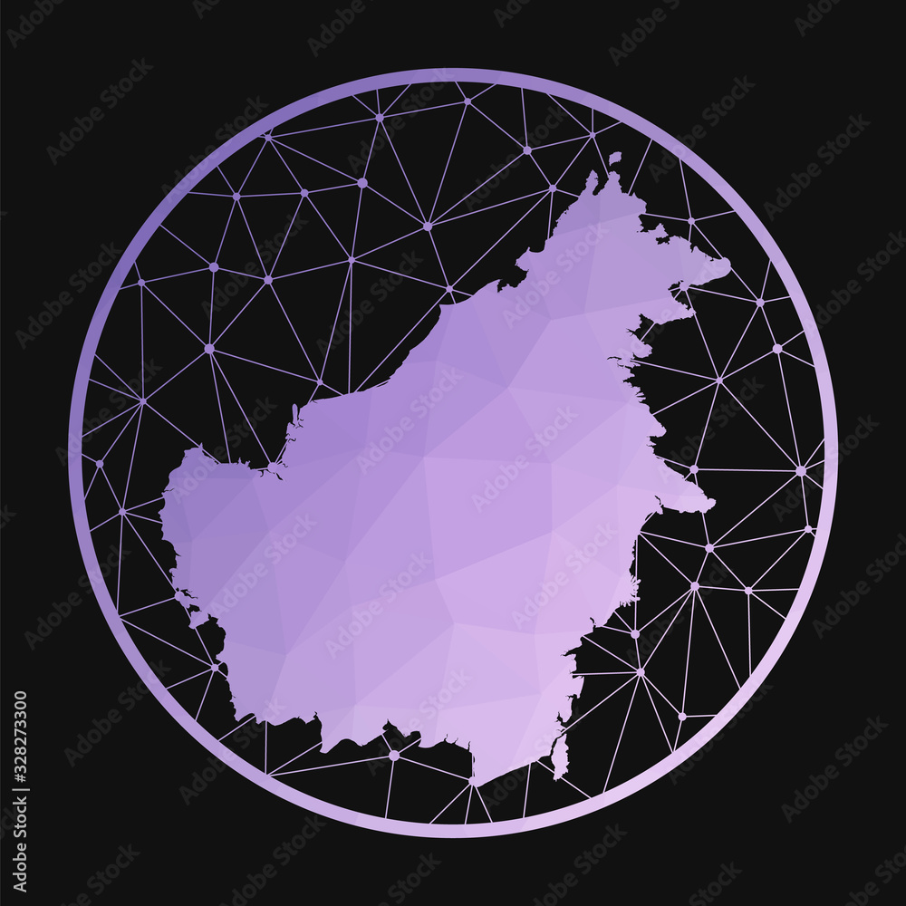 Borneo icon. Vector polygonal map of the island. Borneo icon in ...