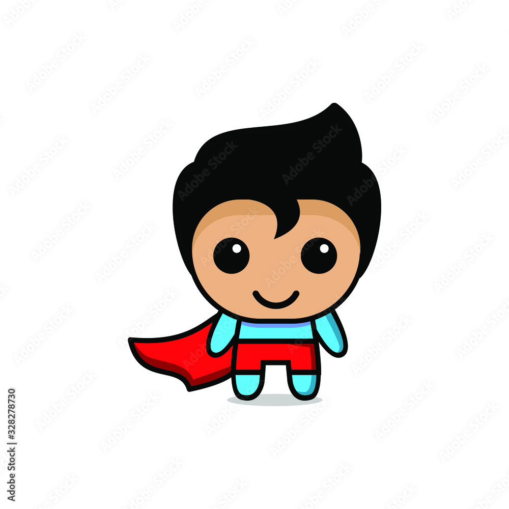 cute kawaii superhero character logo icon design vector illustration ...
