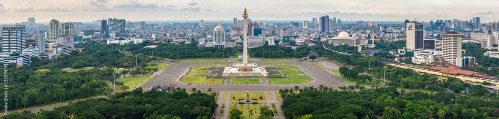 Jakarta, Indonesia - 19th February 2019: Aerial view of Tugu Monas ... Jakarta, Indonesia - 19th February 2019: Aerial view of Tugu Monas ...