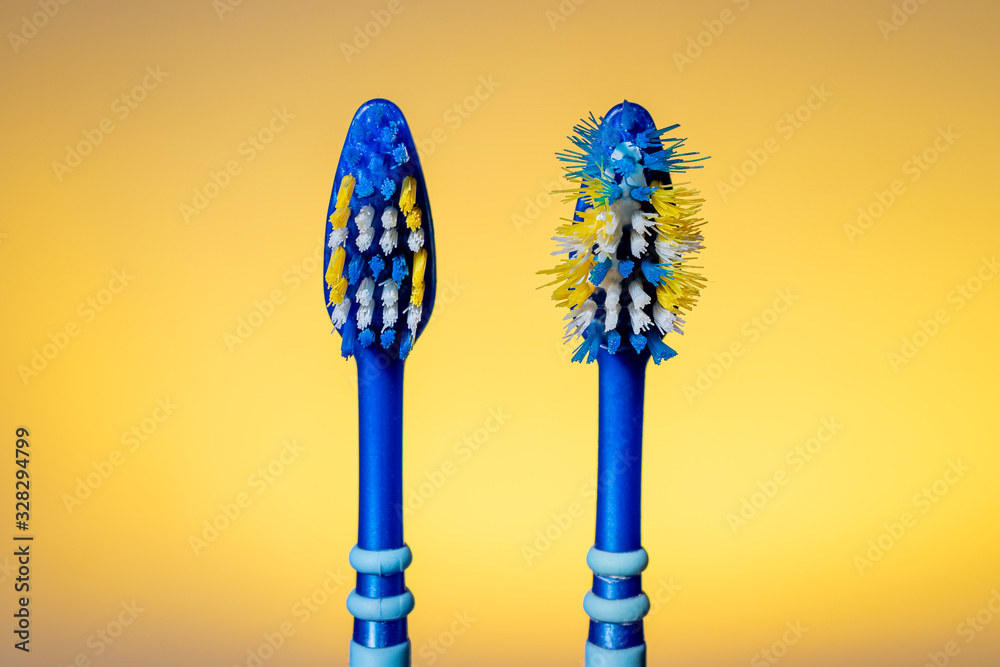Old and new toothbrushes Stock Photo | Adobe Stock