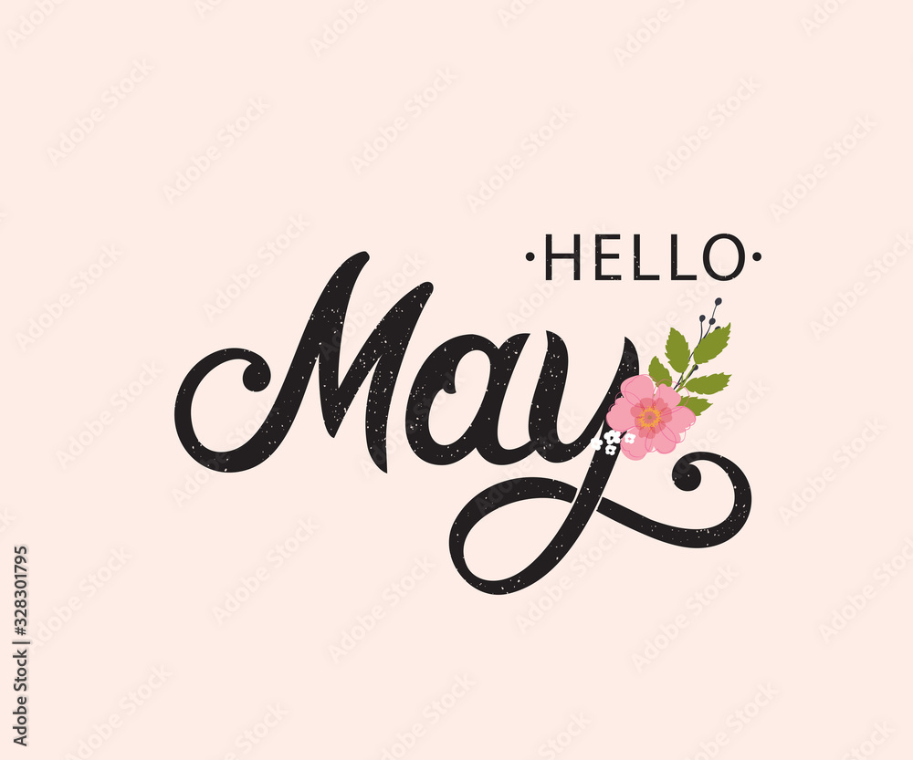 Hello May typography vector design for greeting cards and poster. Hand ...
