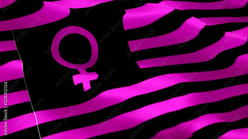 Stockvideo Feminist Flag Feminism waving. 3d Labrys Pride Symbol flag ...