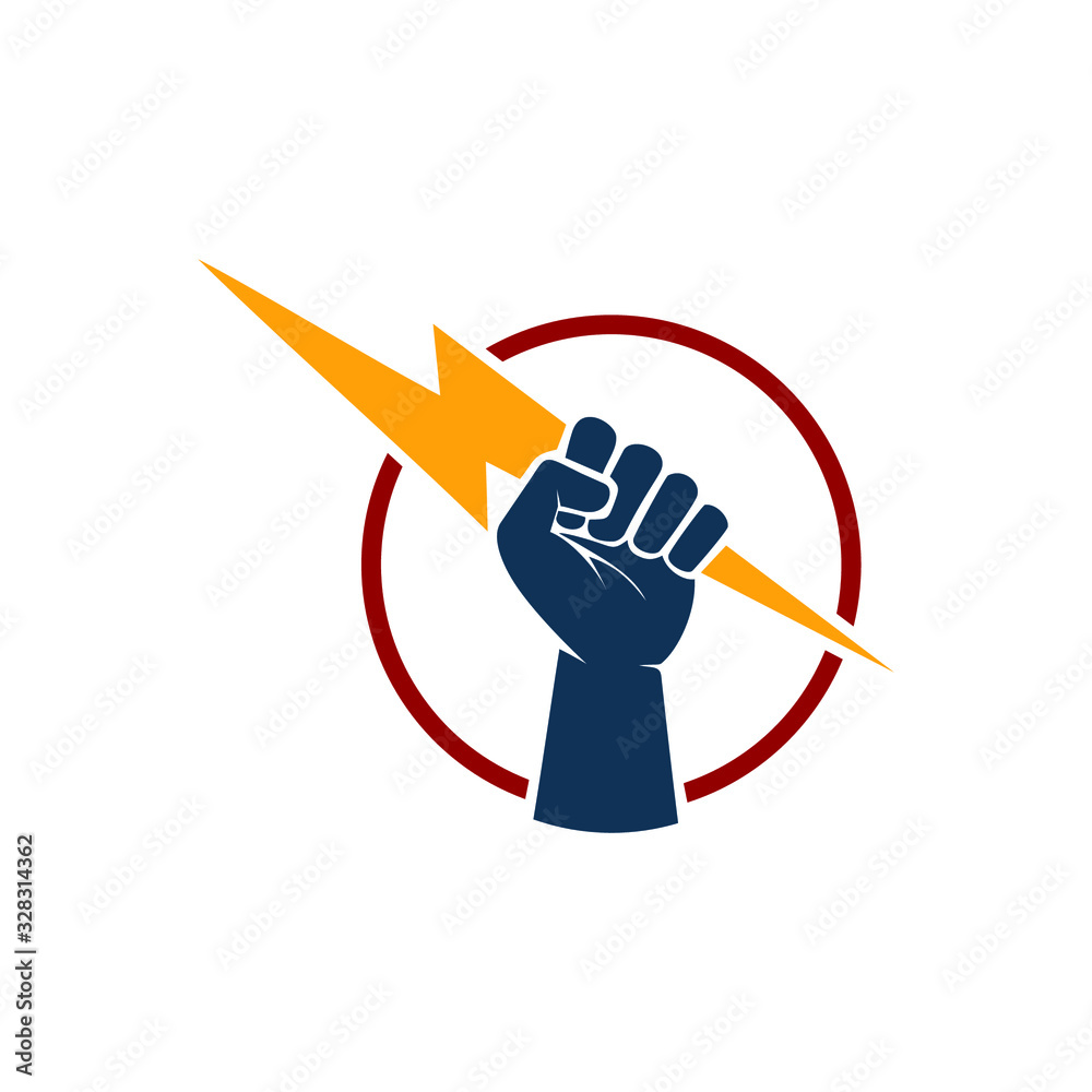 Hand hold thunder logo design Stock Vector | Adobe Stock