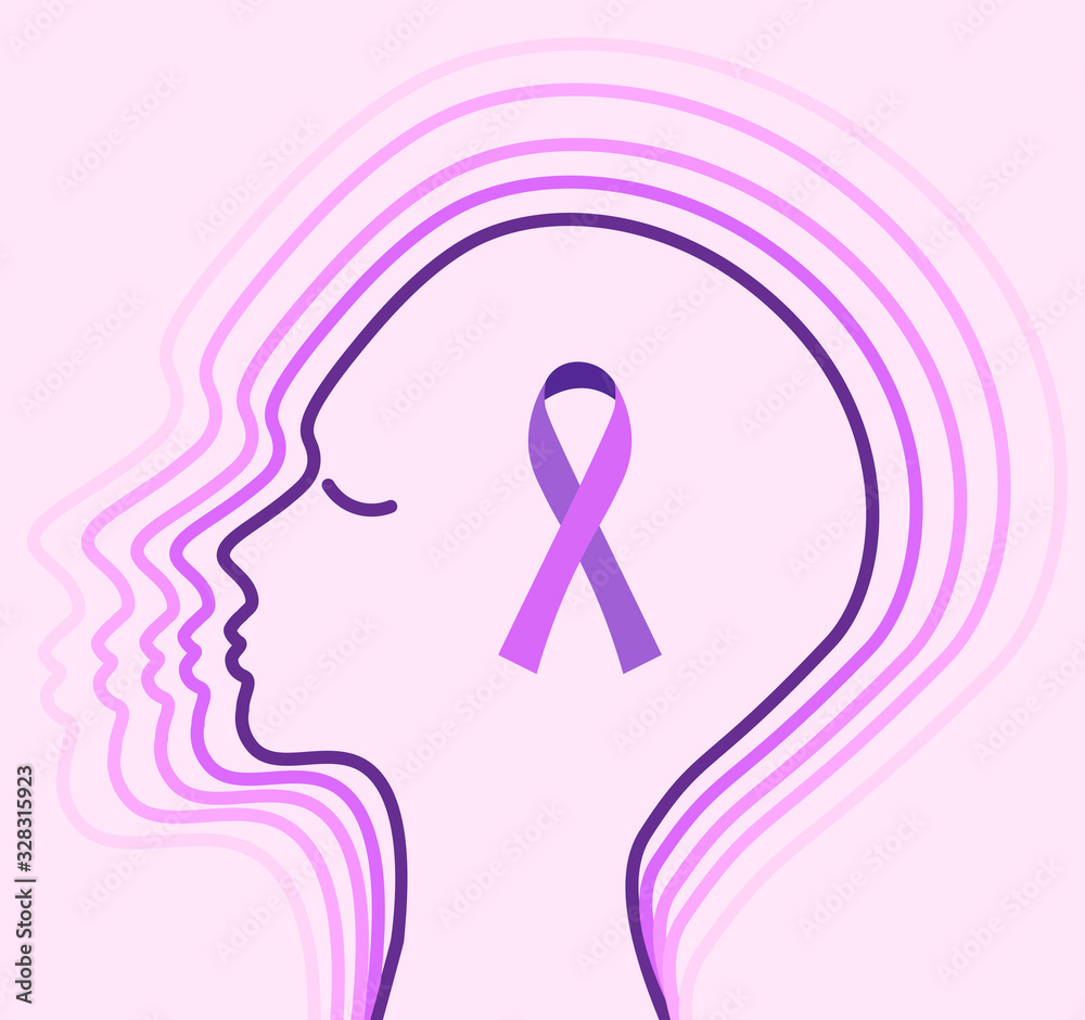 Human face and purple ribbon as a symbol of epilepsy awareness day ...