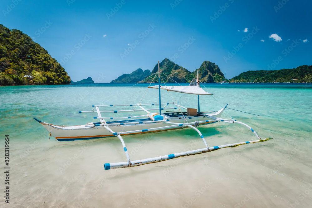 El Nido, Palawan, Philippines. Local tourist banca boat for island ...