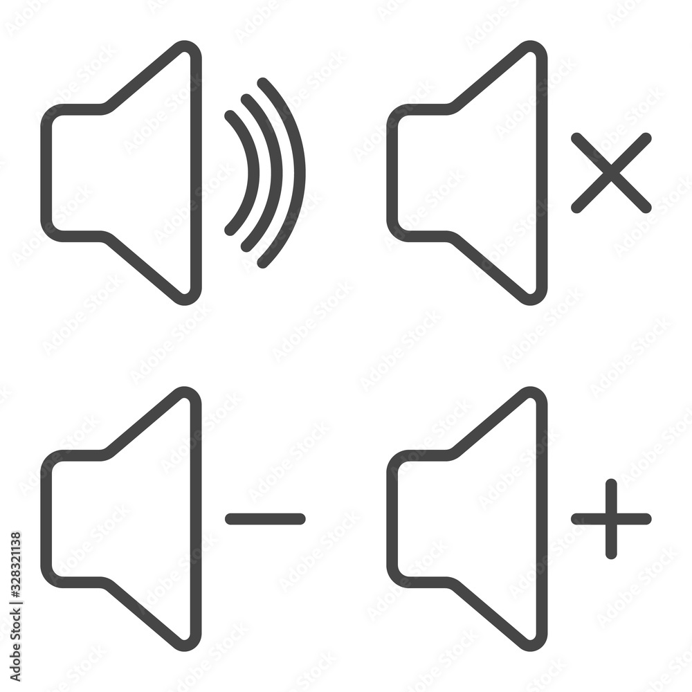 Speaker icons. Sound volume icon. Audio icon set in outline design ...