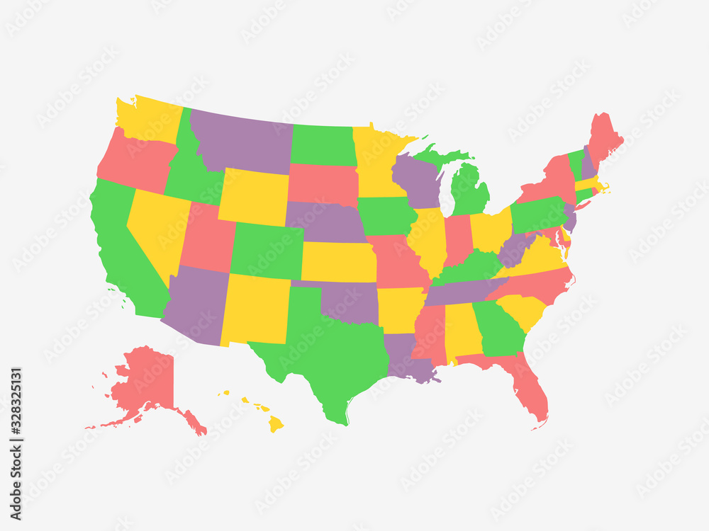 colorful map of usa with different color for each state Stock Vector ...