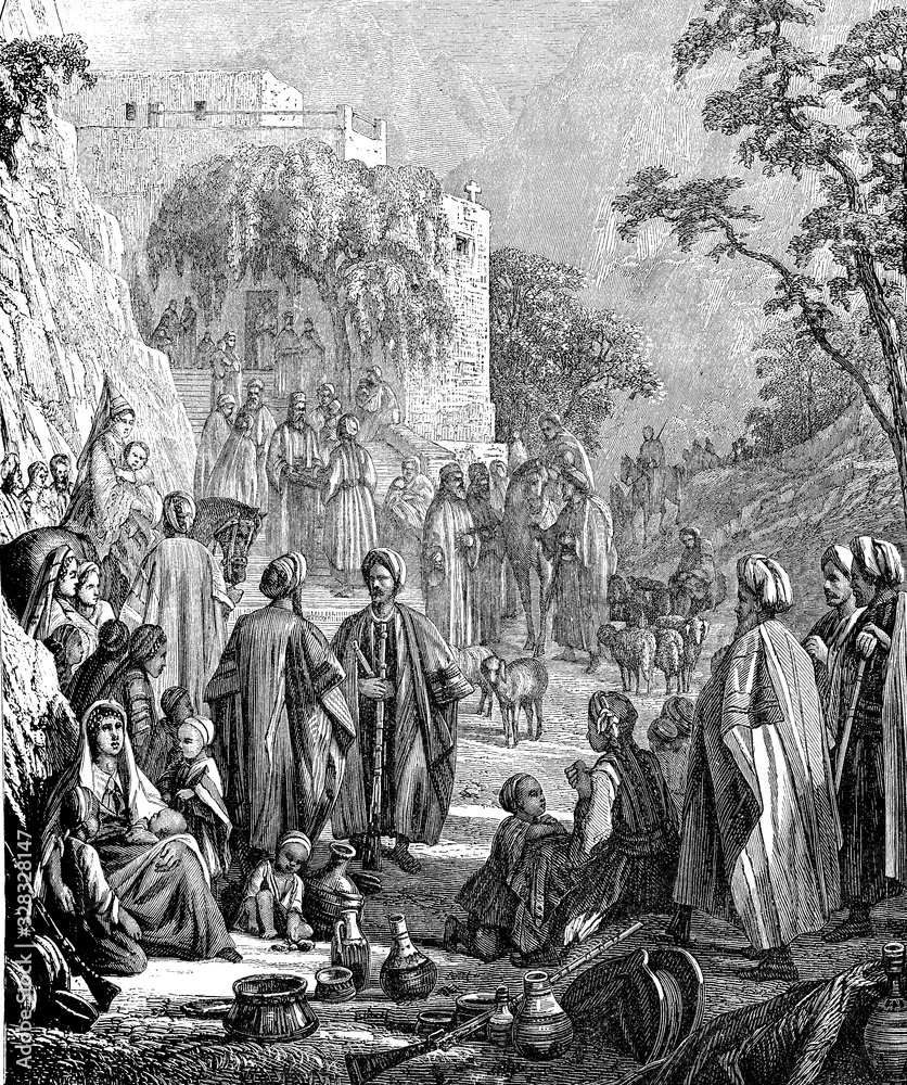 Maronite monks at the monastery of St. Anthony the Great in Qozhaya ...