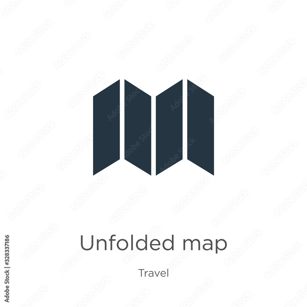 Unfolded map icon vector. Trendy flat unfolded map icon from travel ...