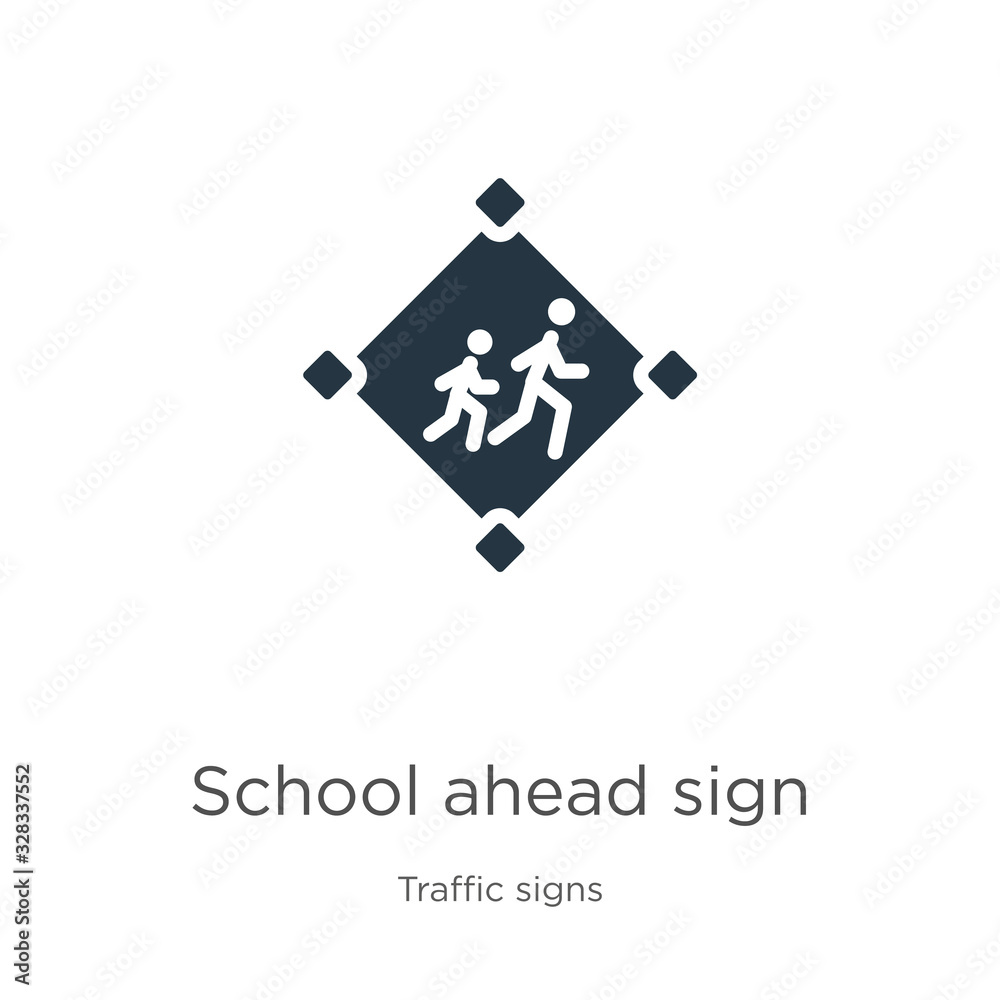 School ahead sign icon vector. Trendy flat school ahead sign icon from ...