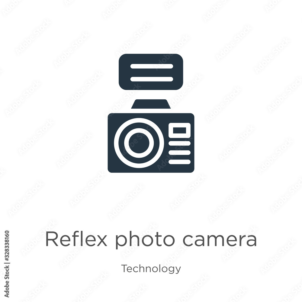 Reflex photo camera icon vector. Trendy flat reflex photo camera icon ...