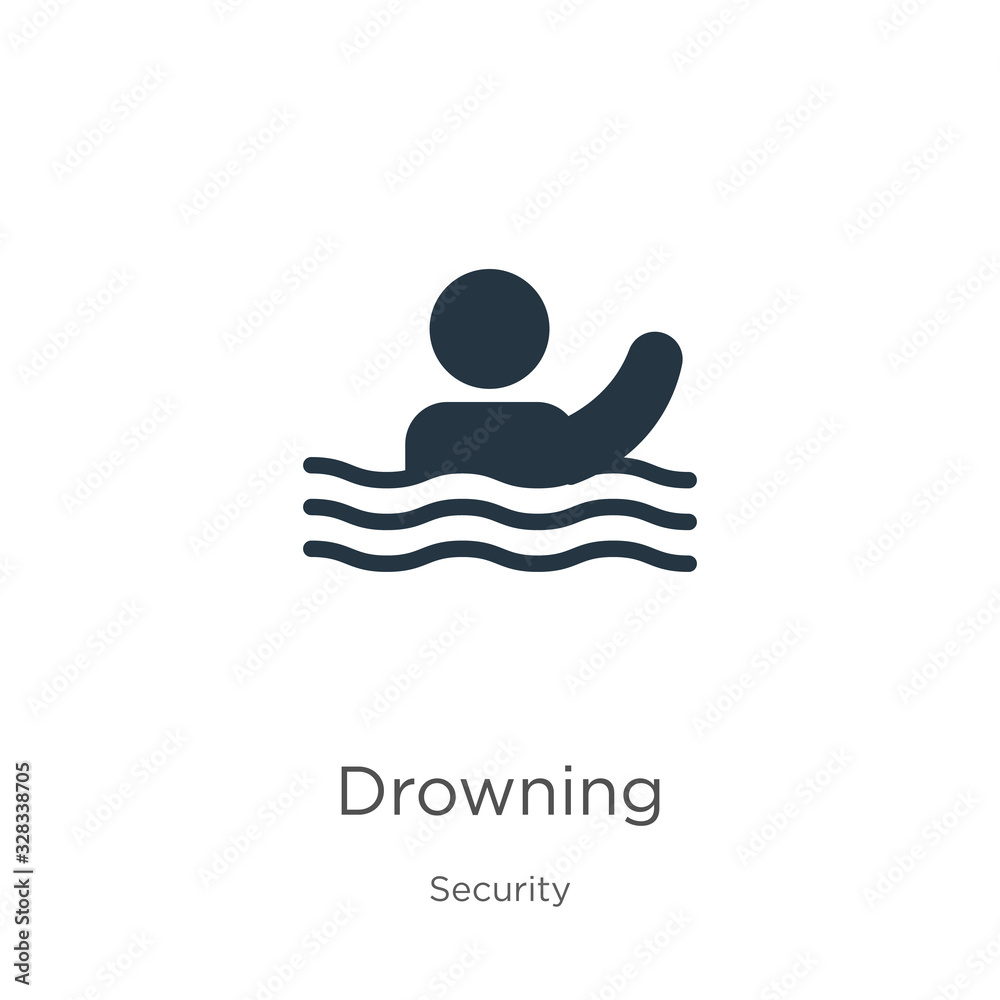 Drowning icon vector. Trendy flat drowning icon from security ...