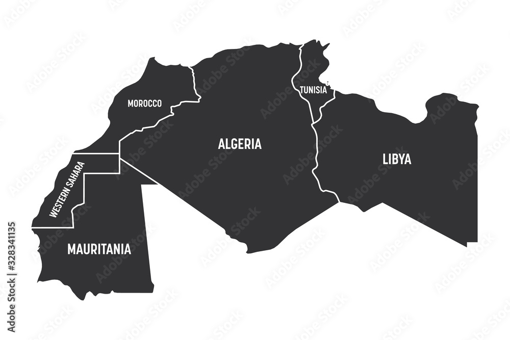 Poster Map of Maghreb countries - Northwest Africa states – Wall Art ...