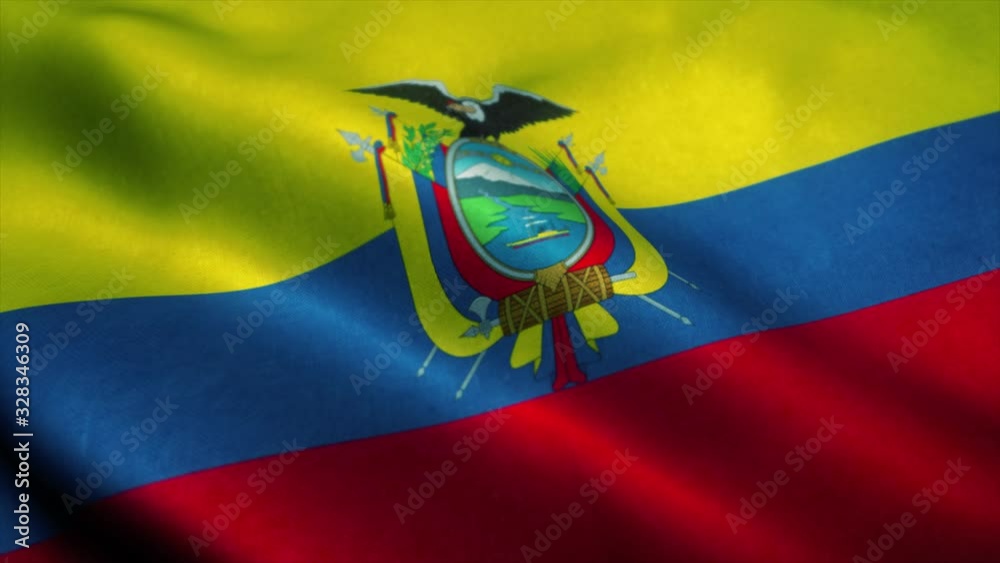 Ecuador flag waving in the wind. National flag of Ecuador. Sign of ...