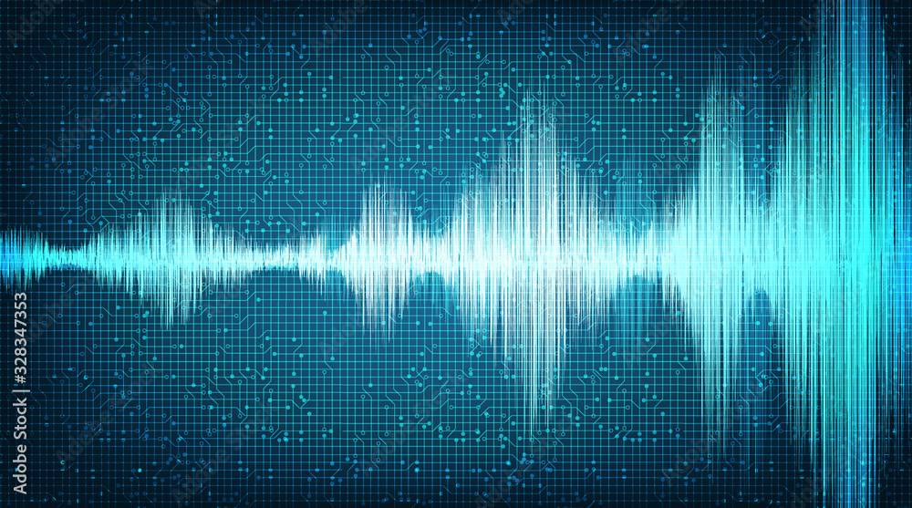 Light Digital Sound Wave on Technology Background,Hi tech and music ...