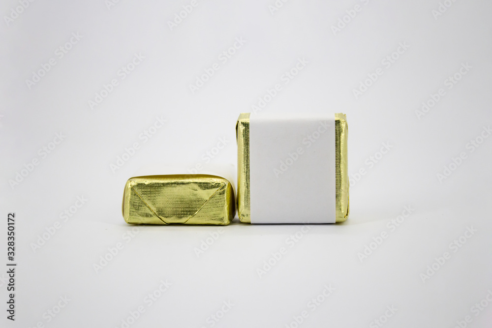 Chocolate packaging blank pack empty template isolated on soft gray ...