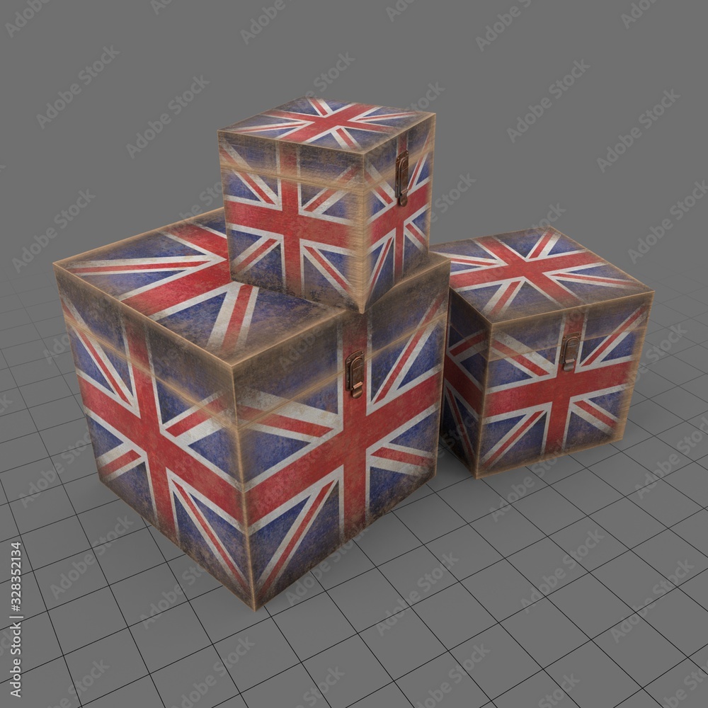 Vintage Union Jack storage trunks Stock 3D asset | Adobe Stock