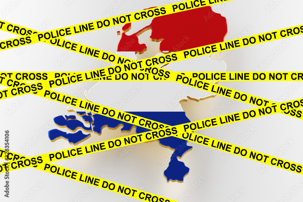 Netherlands crime concept, police investigation. 3D map of Netherlands ...