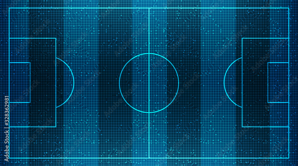 Modern Football field on Virtual Digital Technology Background.vector ...