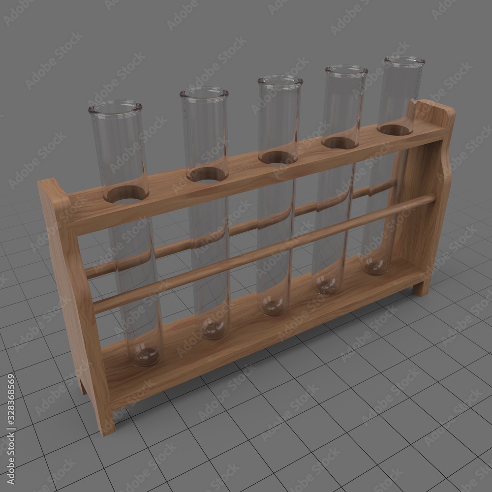 Test tubes in rack Stock 3D asset | Adobe Stock