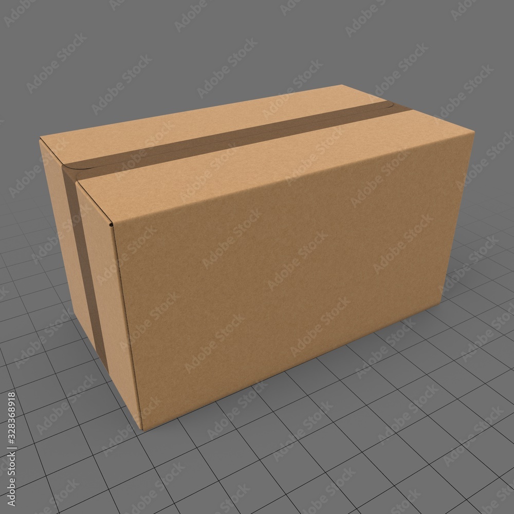 Closed carton box 4 Stock 3D asset | Adobe Stock