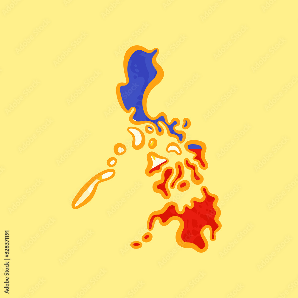 Philippines - Map colored with Philippine flag Stock Vector | Adobe Stock