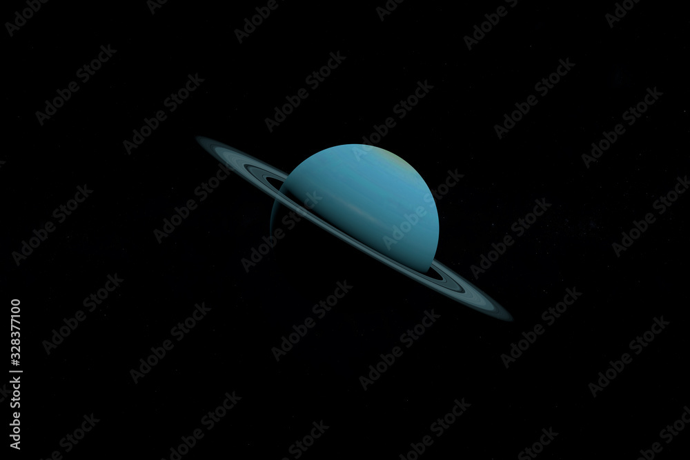 Planet Uranus and her rings in the outer space. 3d render Stock ...