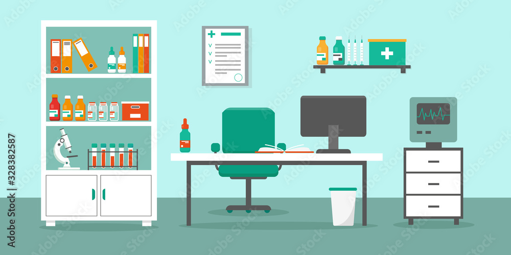 Hospital room interior vector illustration. Stock Vector | Adobe Stock