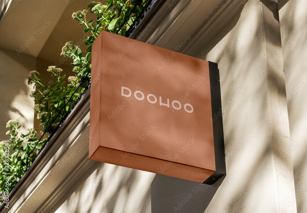 Wall Mounted Storefront Sign Mockup Stock Template | Adobe Stock