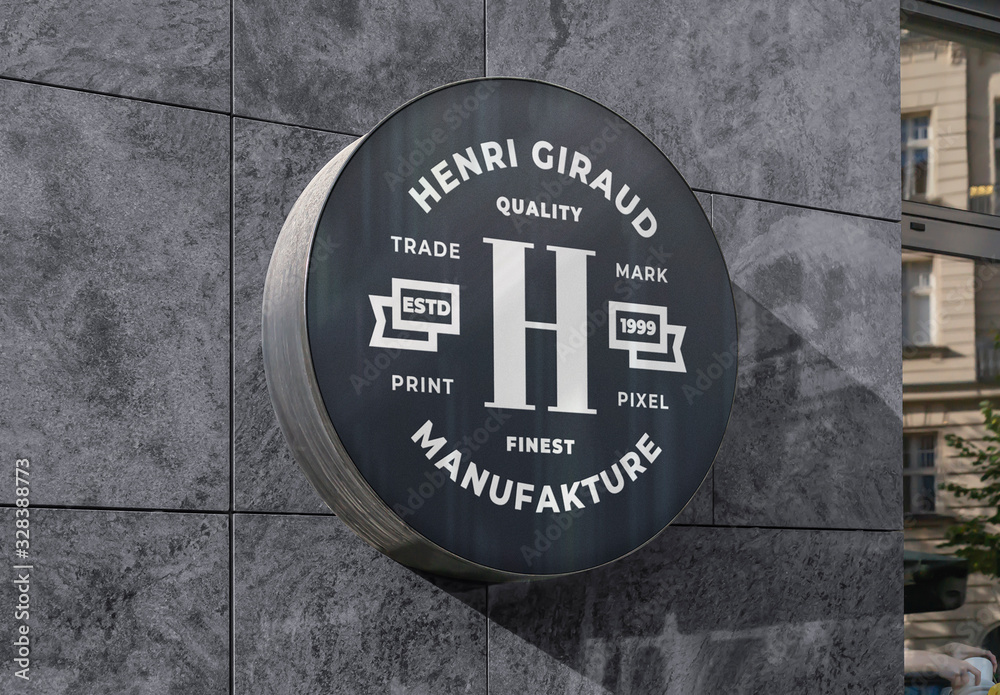 Wall Mounted Storefront Sign Mockup Stock Template | Adobe Stock