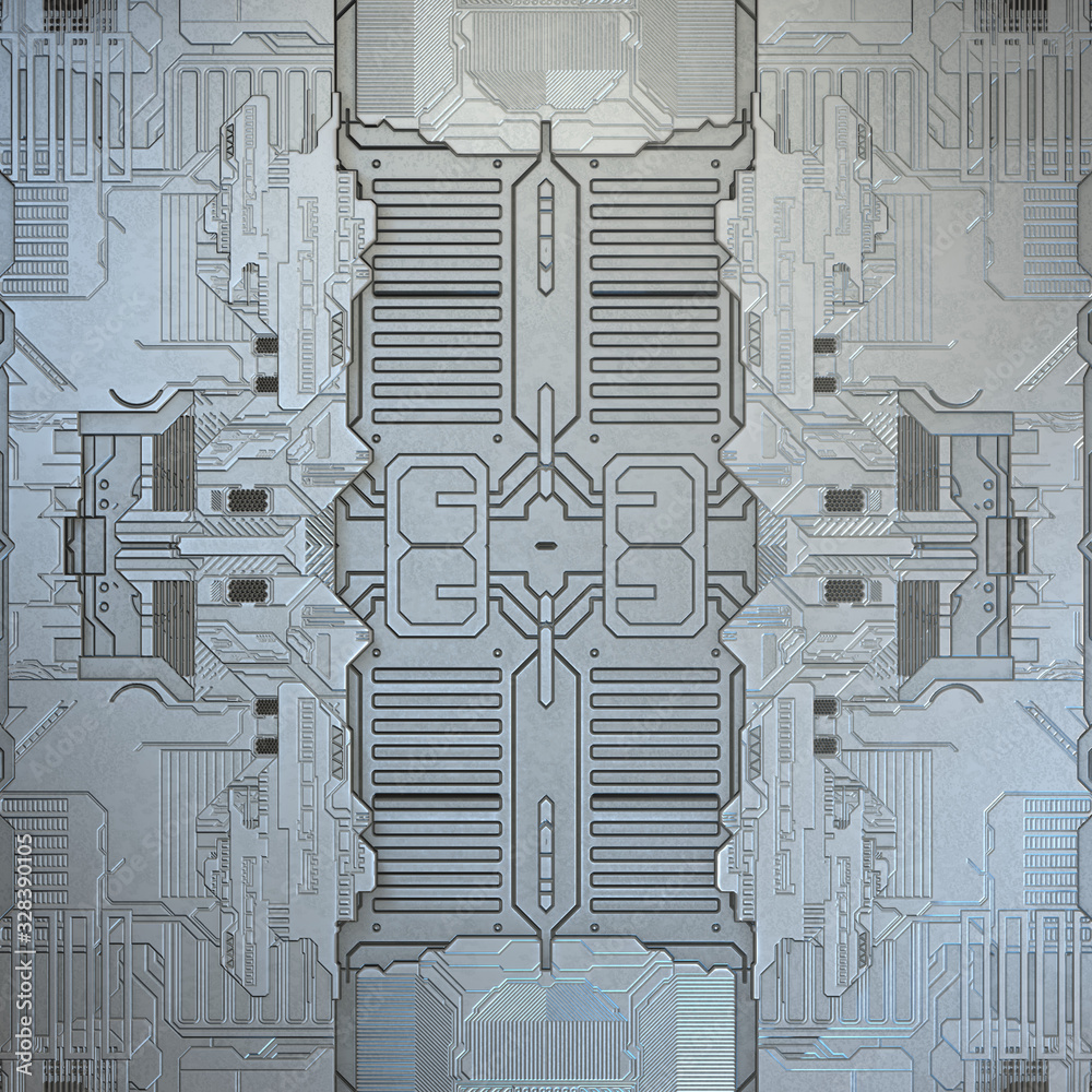 SciFi Panels. Futuristic texture. Spaceship hull geometric pattern. 3d ...