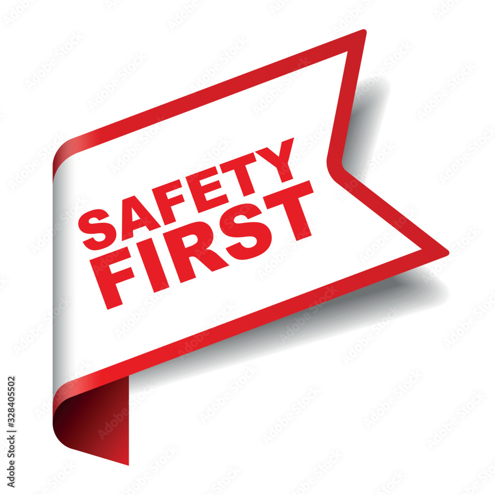 red vector banner safety first Stock Vector | Adobe Stock